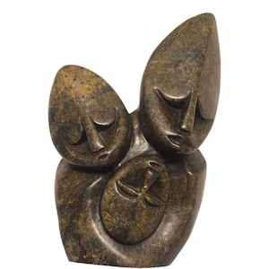 Carved Stone Family Sculpture Trio Statue Home Decor Carving 8 Inch - Etsy