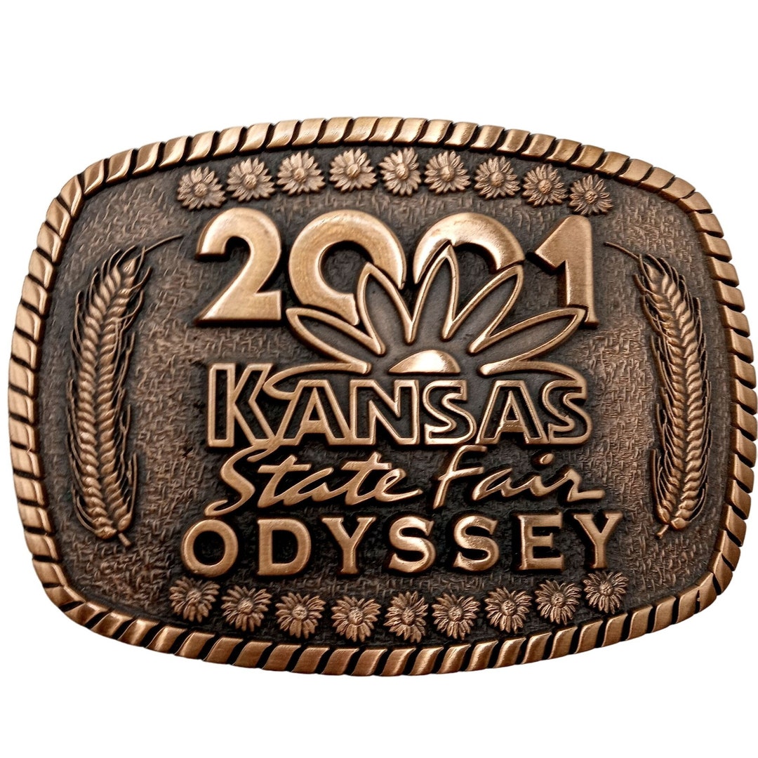 Kansas State Fair Belt Buckle Odyssey 2001 Sunflowers Wheat KS Limited ...