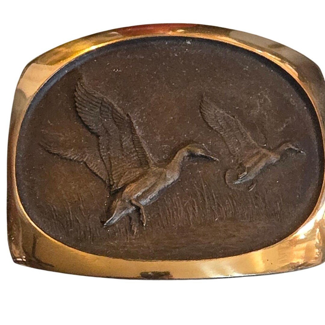 Mallard Duck Belt Buckle Vintage 1978 Bronze Birds in Flight Shalizar ...
