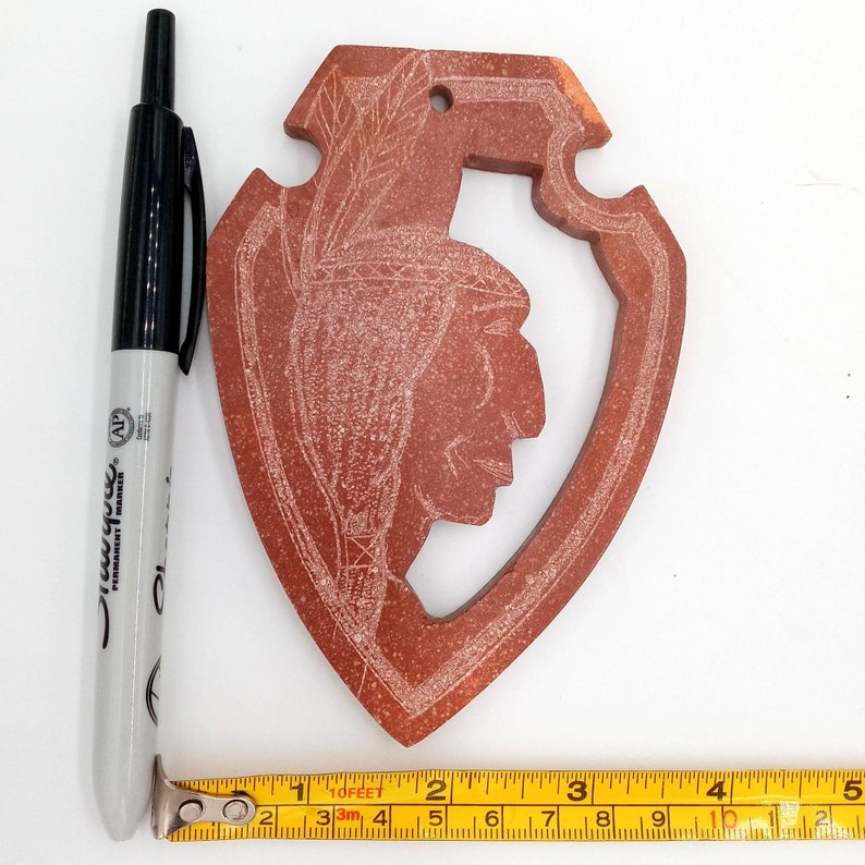 Native American Etching Carving Vintage Arrowhead Signed Art Home Decor ...