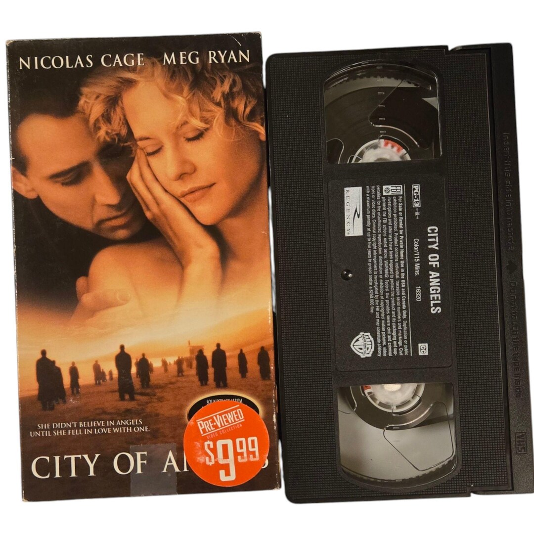 City of Angels VHS Tape Movie Nicolas Cage Meg Ryan Blockbuster Video ...