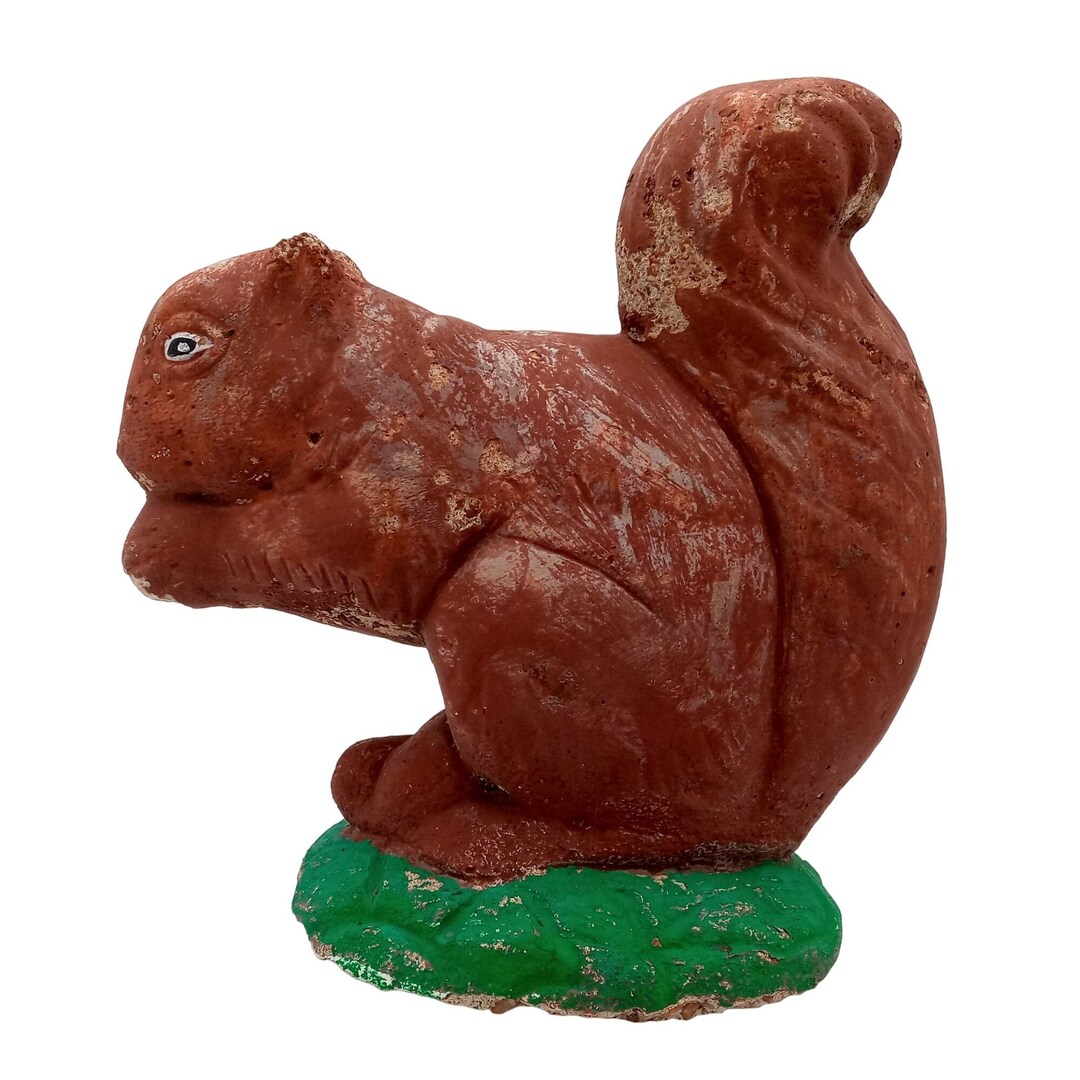 Squirrel Cement Sculpture 8 Inch Yard Art Statue Concrete Cabin Woods ...
