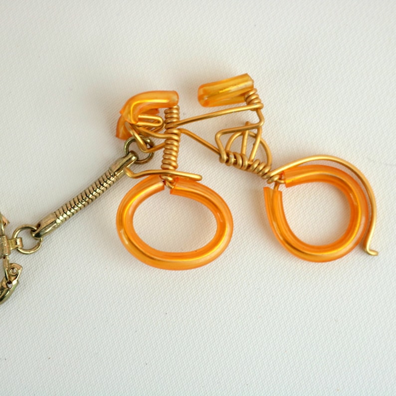 Wire Bicycle Keychain Copper Color Bike Wire Wrapped Bicyclist - Etsy
