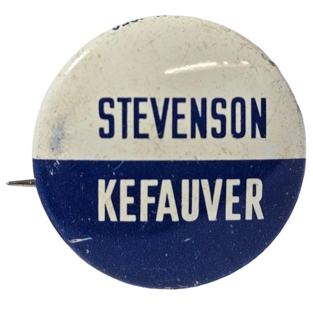 1956 Stevenson Kefauver Campaign Pinback Button Vintage Political ...