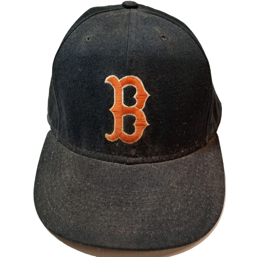Letter B Black Orange Baseball Cap Hat Grungy Worn Vintage Fitted ...