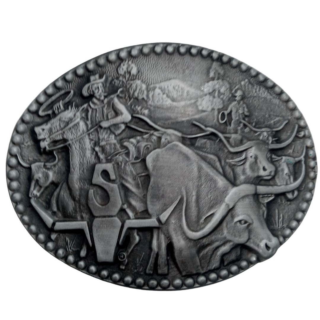 Cattle Drive Belt Buckle Cowboy Cow Vintage Horse Cow Ranch - Etsy