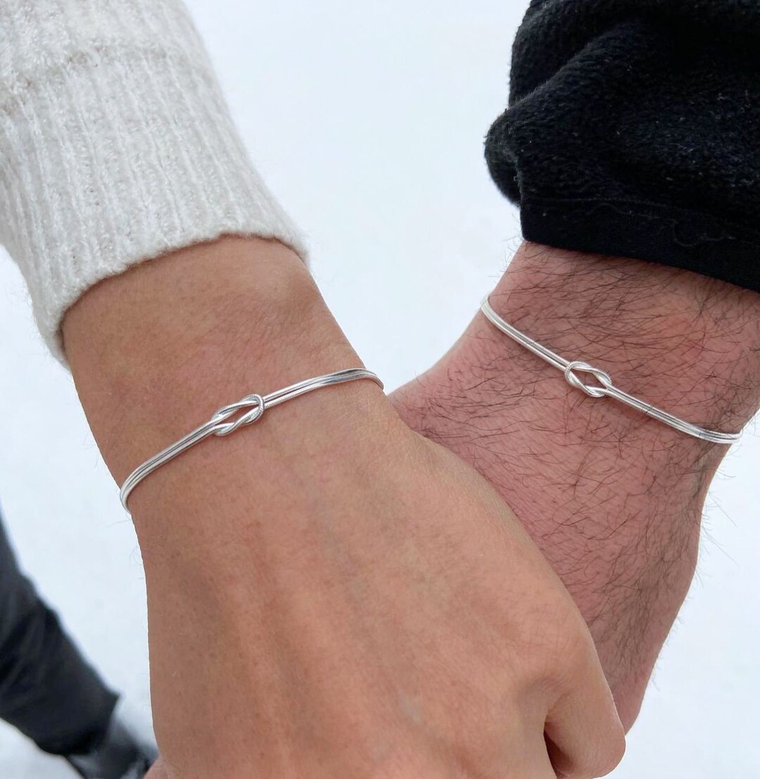 Silver Love Knot Couple Bracelets, Infinity Robe Bracelet, Couples ...