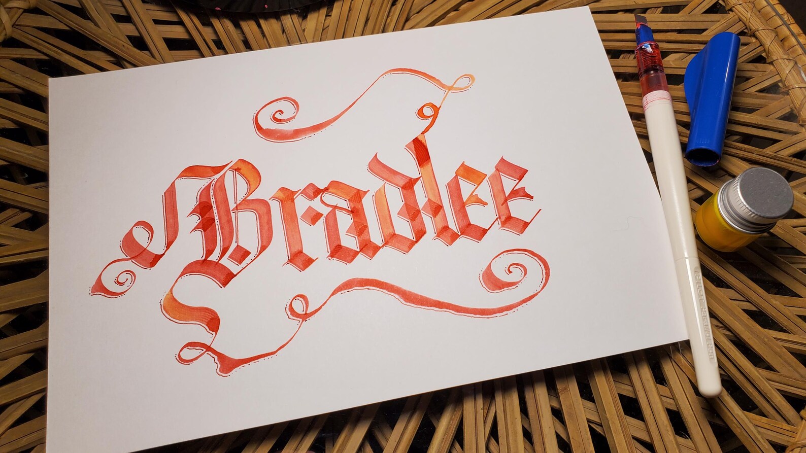 6 X 9 Personalized Handmade Calligraphy Name Card - Gradient Colors - Etsy