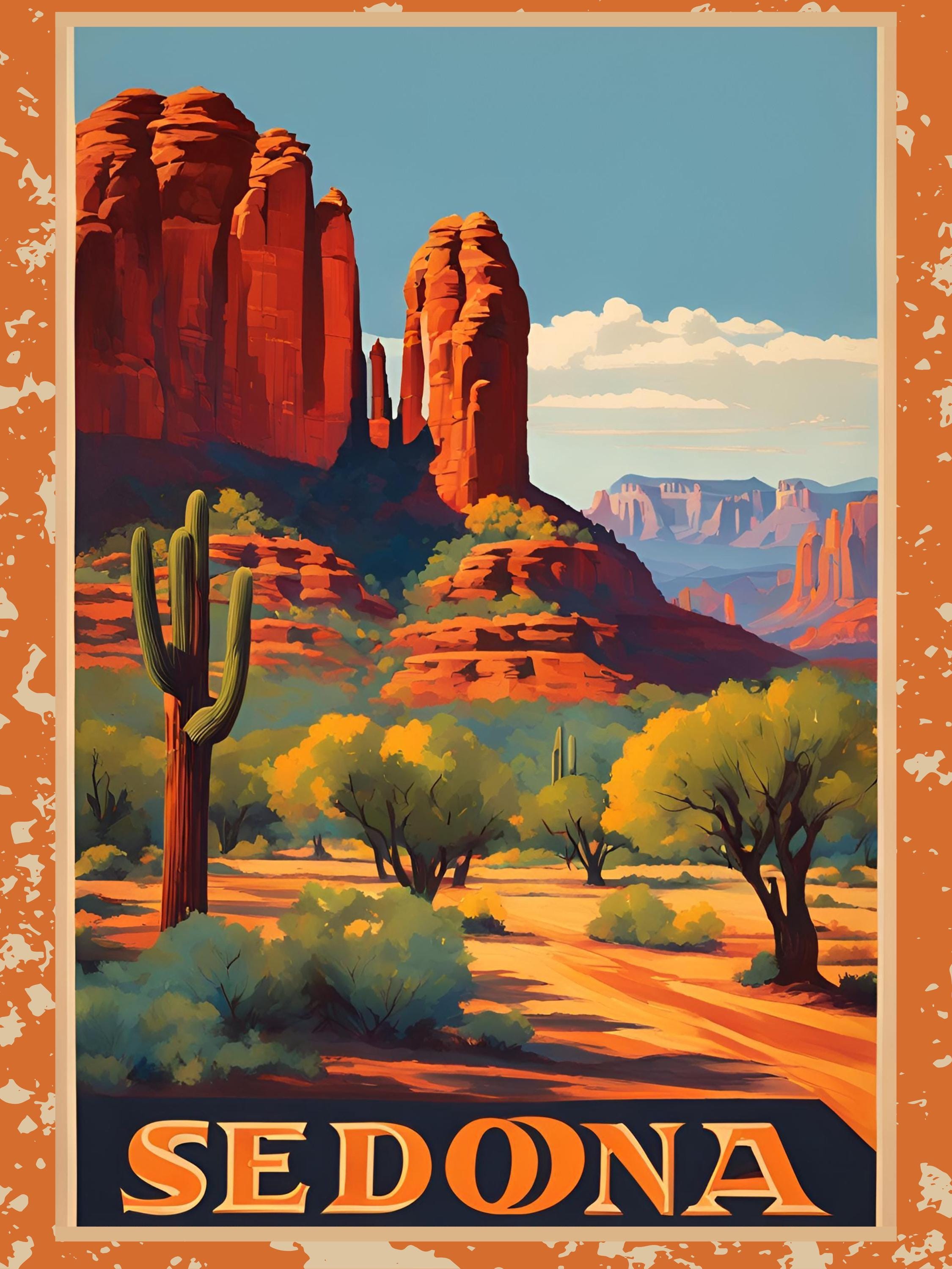 Vintage Travel Poster Sedona AZ Digital Download Sedona Prints Vintage ...