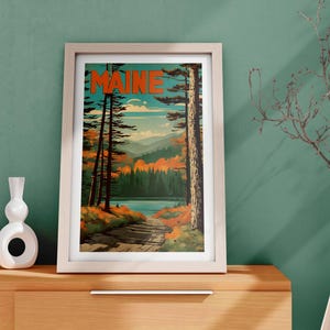 Maine Woods Printable Poster Maine Retro Print Camden Maine Poster ...