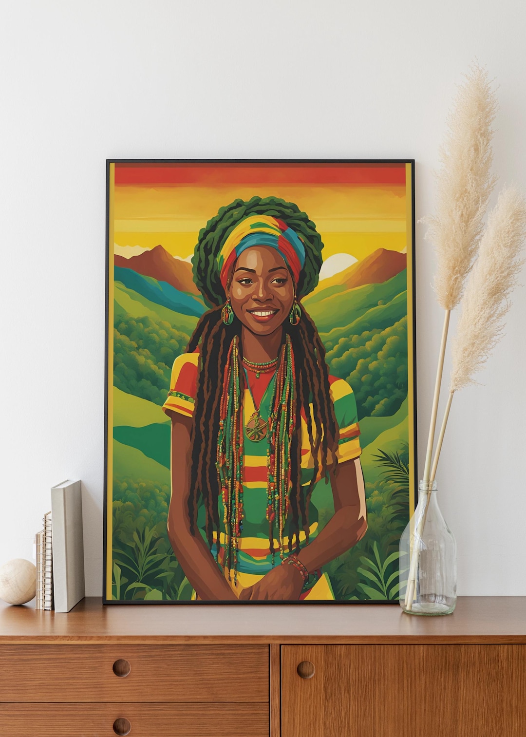 Rastafari Prints Jamaica Poster Girl Rasta Art Digital Rastafari Art ...