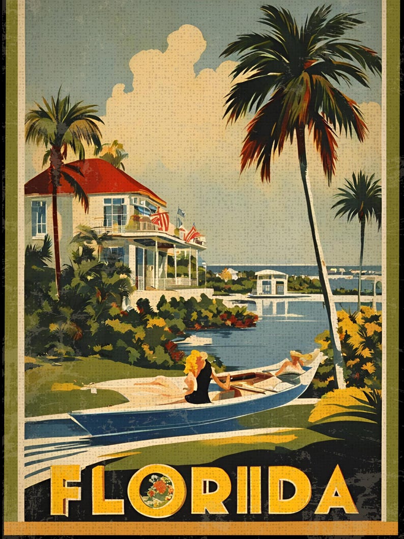 Vintage Florida Travel Poster Florida Vintage Poster Retro Florida ...