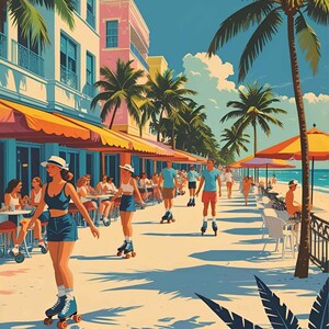 VIBIN Retro Miami Poster Set of 3 – Aesthetic Wall Art, Digital ...