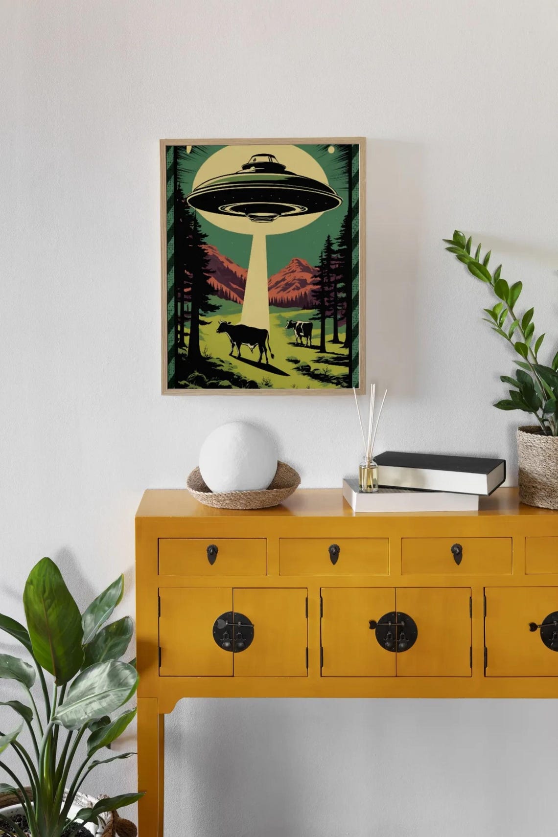 UFO Abducting Cow UFO Art UFO Digital Prints Ufo Pictures Retro Ufo ...