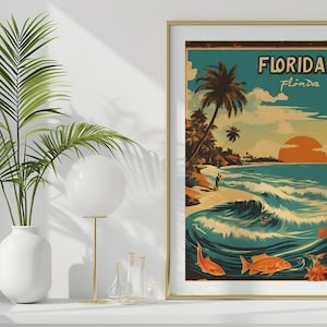 Florida Vintage Poster Seaside Florida Poster Florida Fish Poster Retro ...