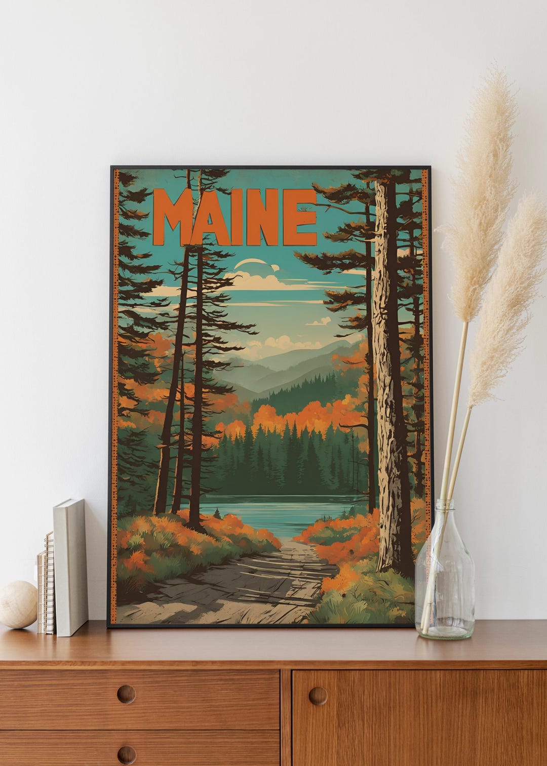 Maine Woods Printable Poster Maine Retro Print Camden Maine Poster ...