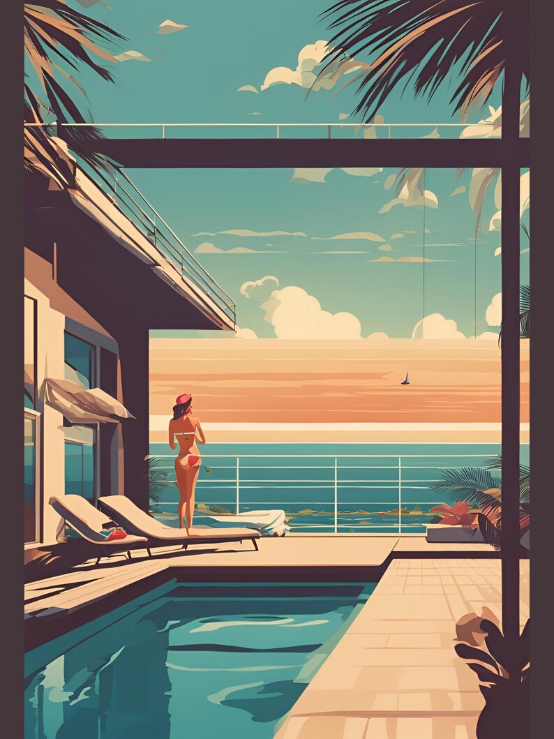 Vintage Pool Art Prints Glamorous Pool Prints Vintage Pool Prints Pool ...