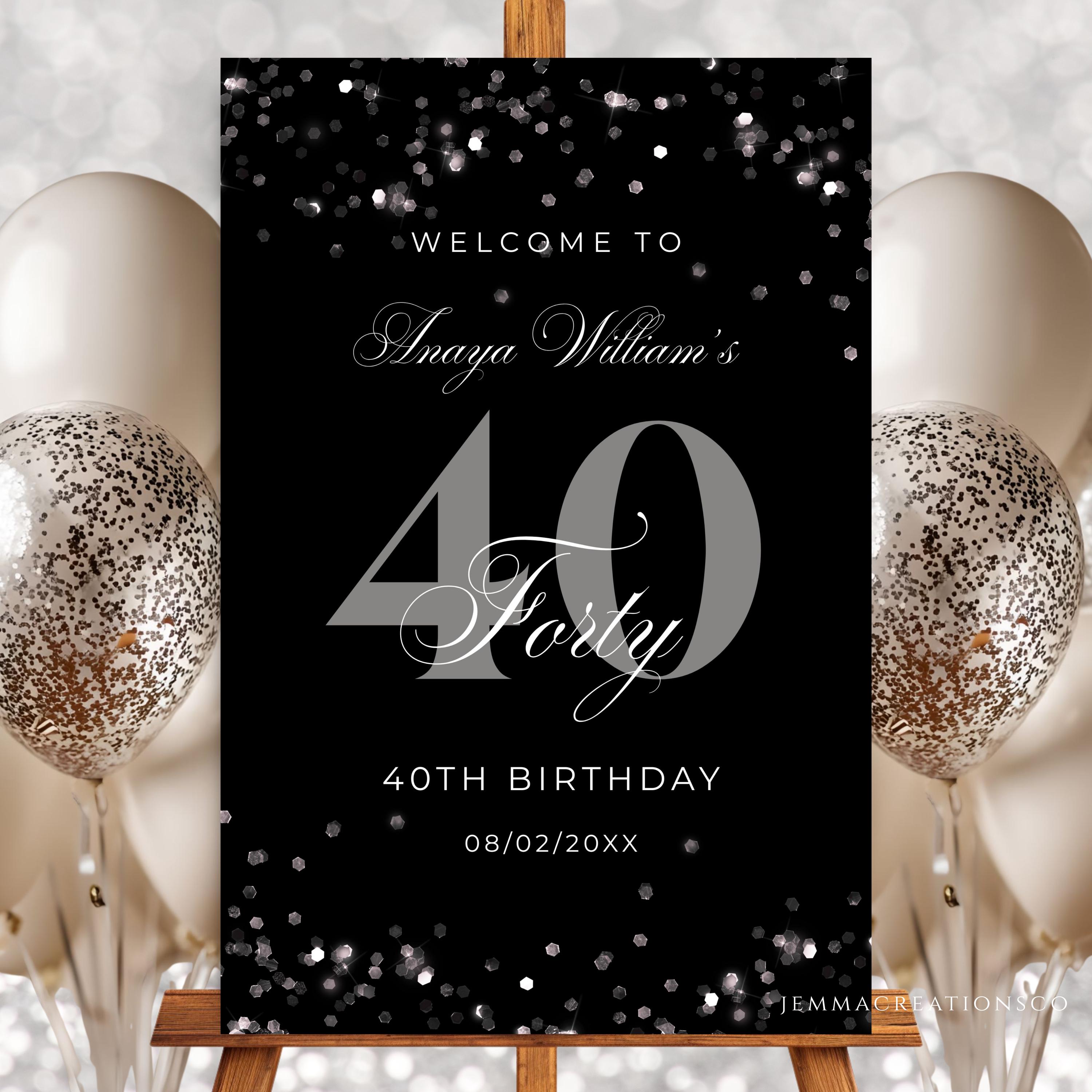 40TH Birthday Welcome Sign Template Welcome Poster Black Fortieth ...