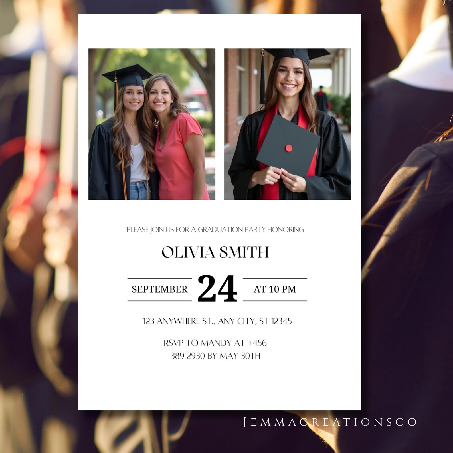 Class of 2025 Graduation Announcement, Senior Grad Party Invitation ...
