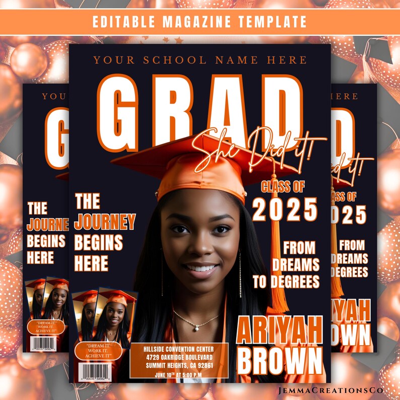 Magazine Cover Graduation Invite Template, Senior Graduation ...