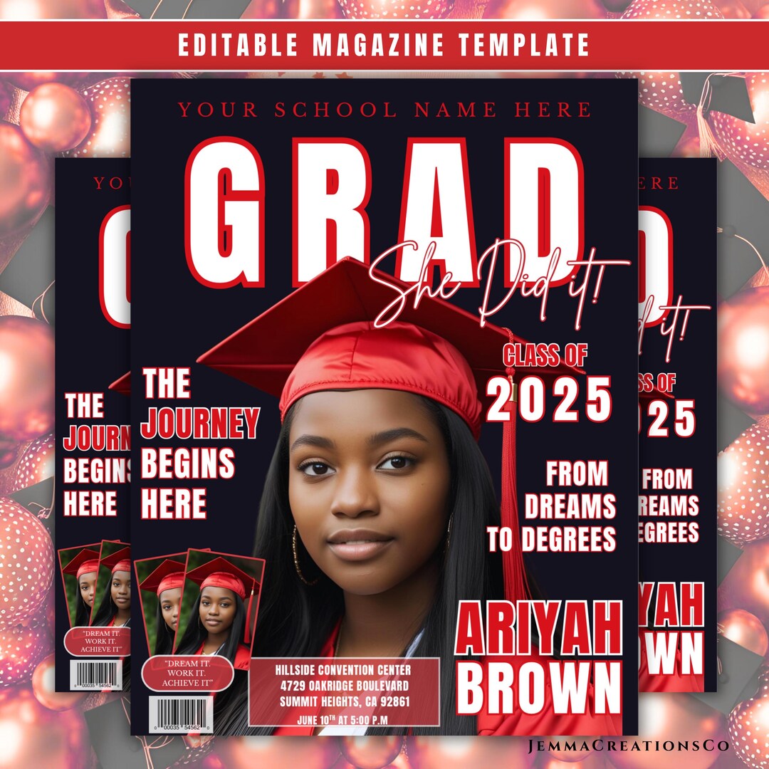 Magazine Cover Graduation Invite Template, Senior Graduation ...