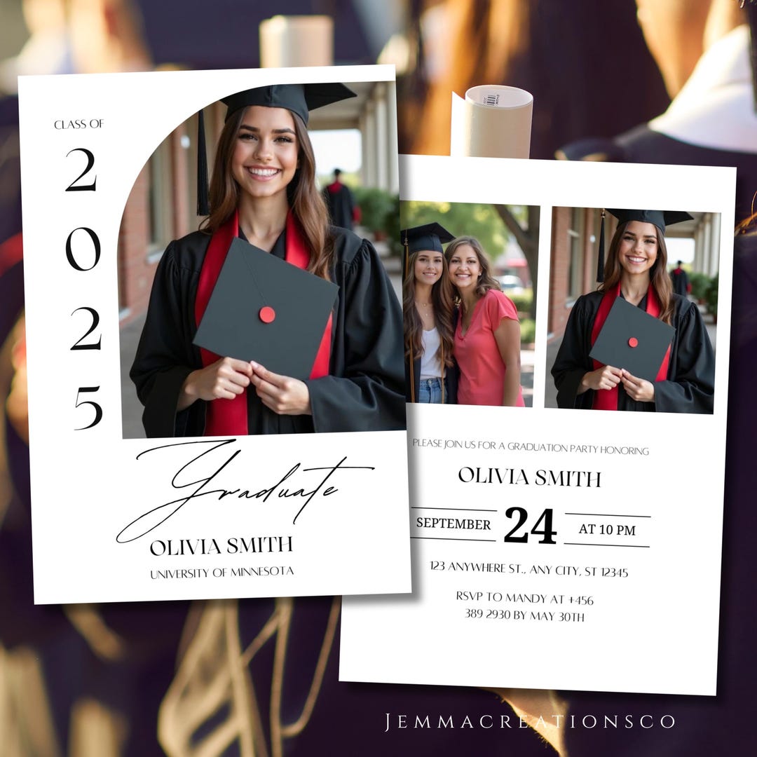 Class of 2025 Graduation Announcement, Senior Grad Party Invitation ...