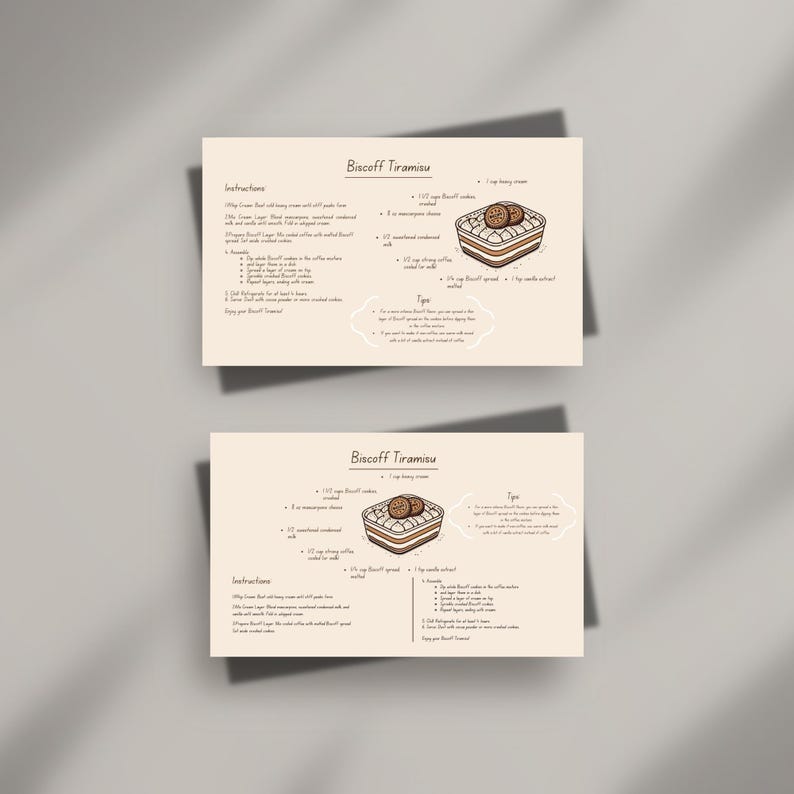 Editable 2 Modern Recipe Cards, Simple Recipe Card Printable, Recipe ...
