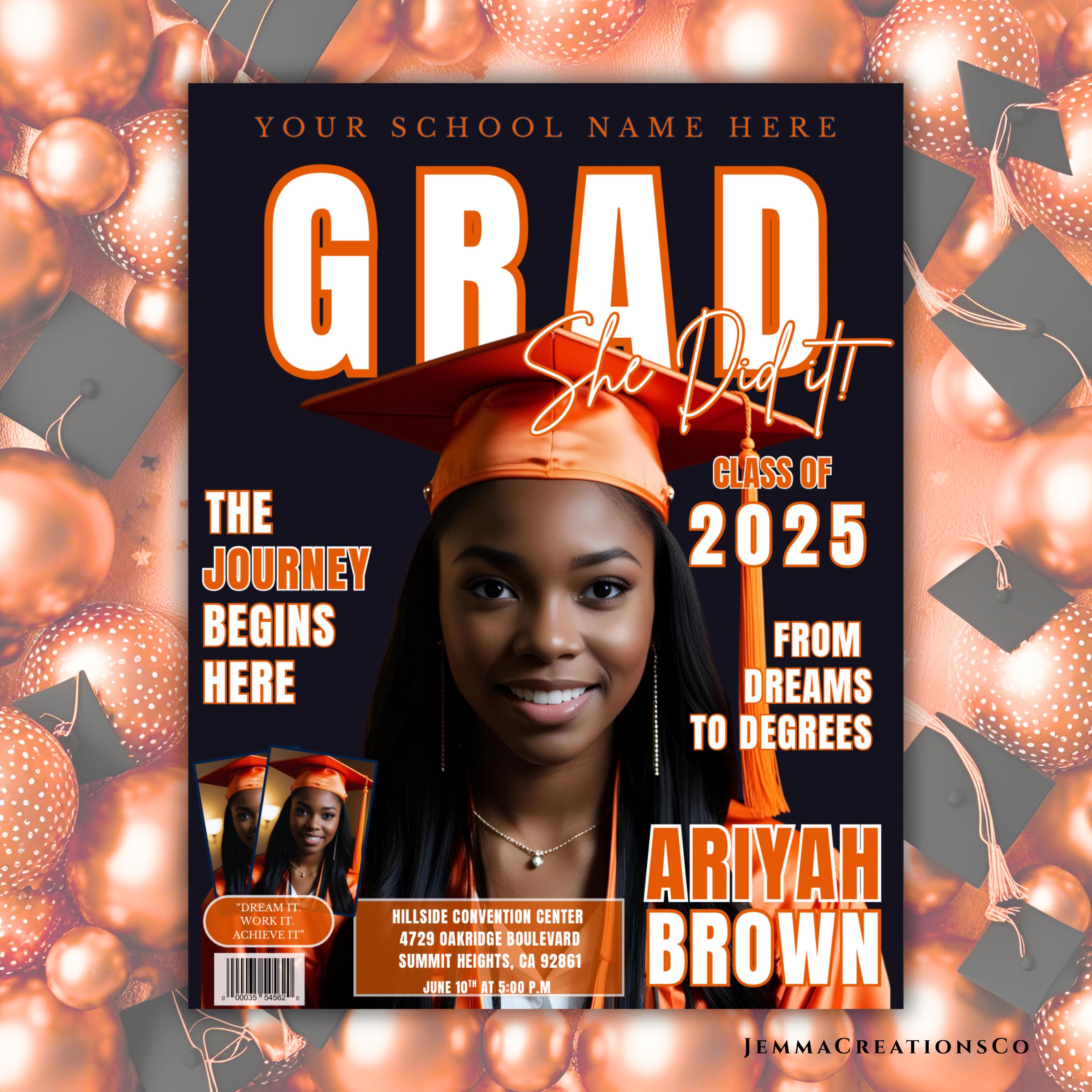 Magazine Cover Graduation Invite Template, Senior Graduation ...
