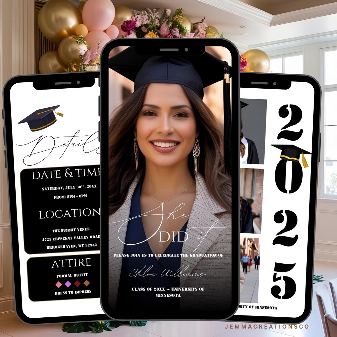 2025 Modern Digital Graduation Invitation Template, Minimalist College ...