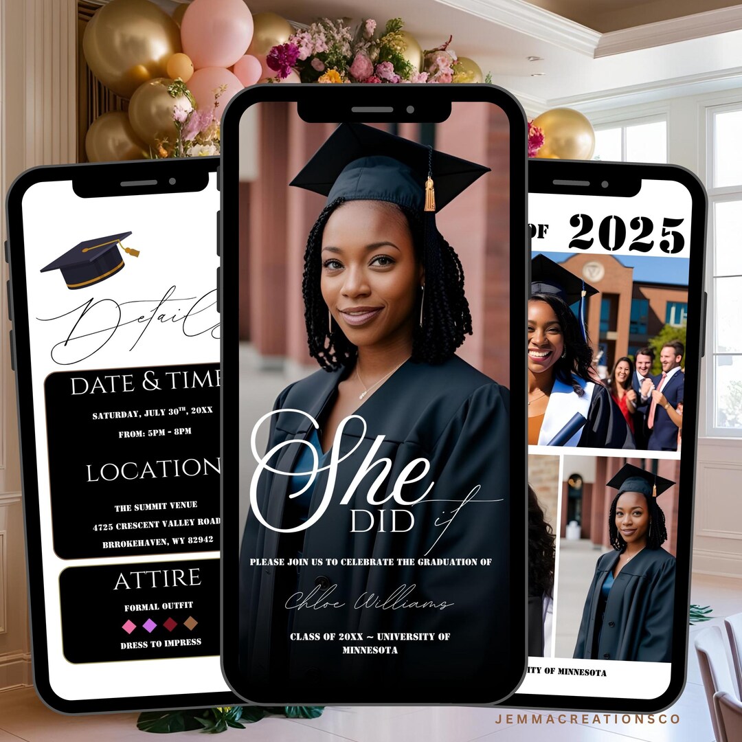 2025 Modern Digital Graduation Invitation Template, Minimalist College ...