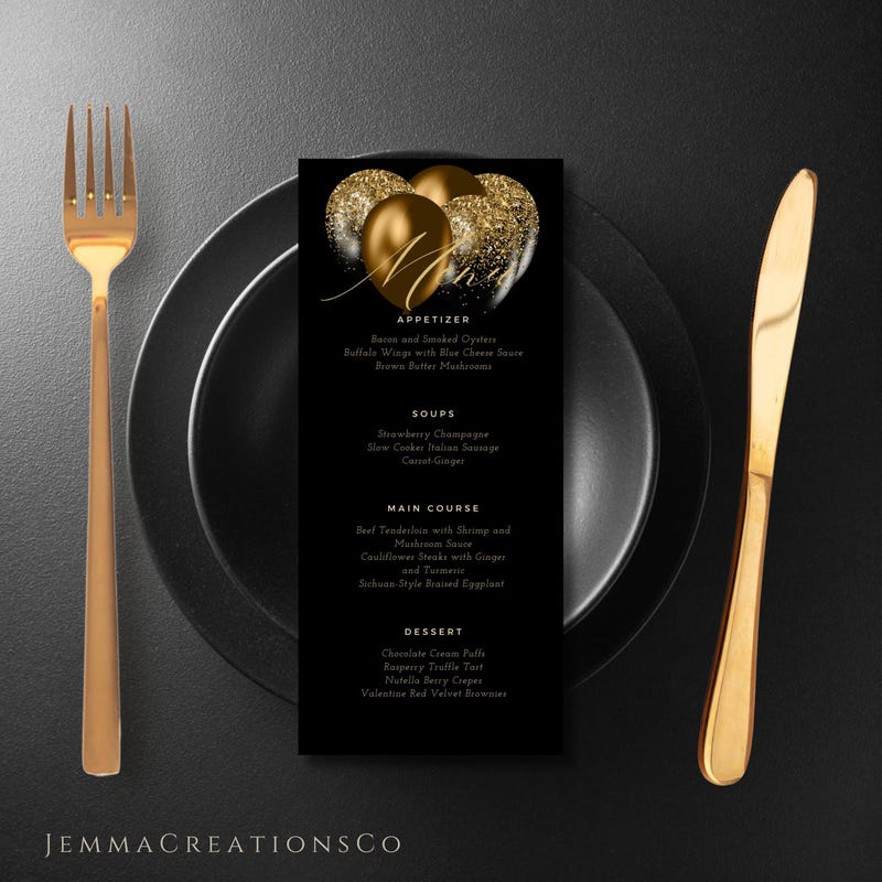 Gold Menu - Etsy
