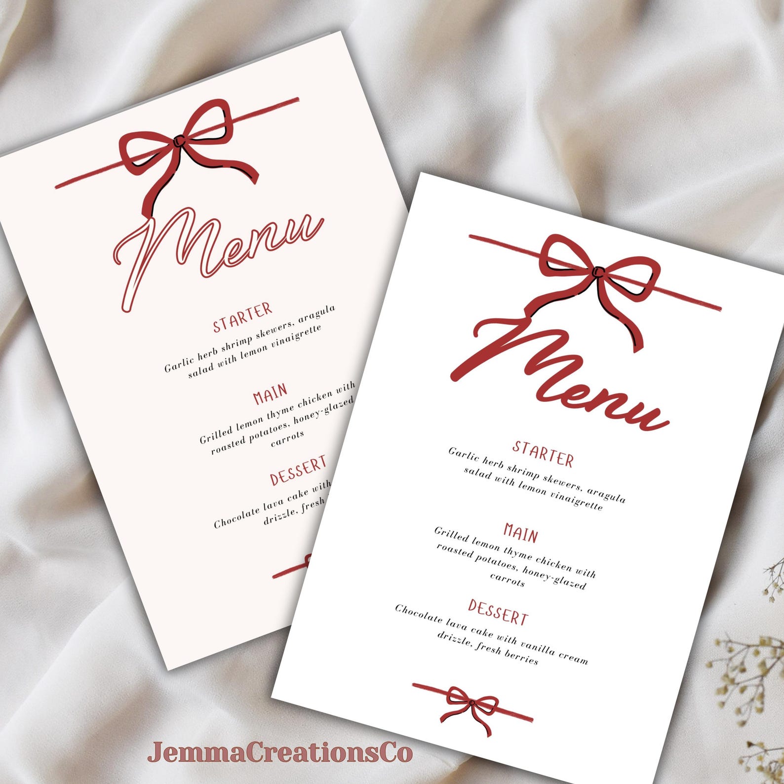 Red Ribbon Bow Menu Template, Wedding/bridal Shower Menu, Coquette Bow ...