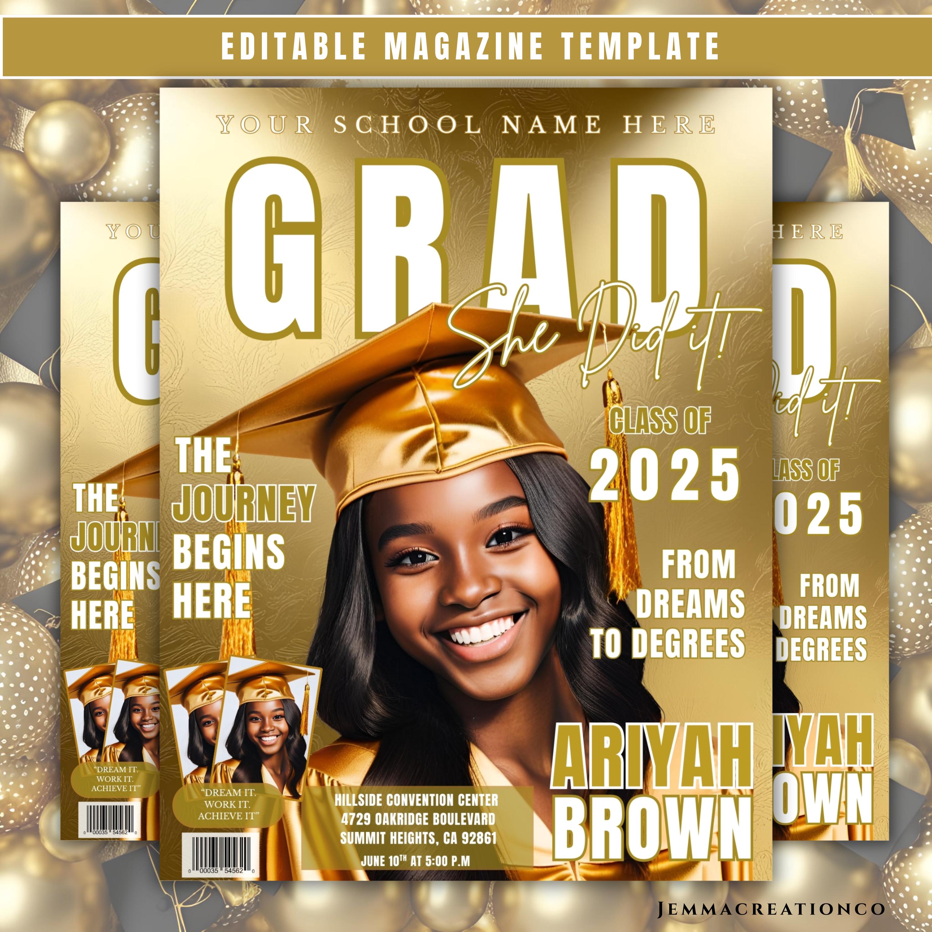 Magazine Cover Graduation Invite Template, Senior Graduation ...