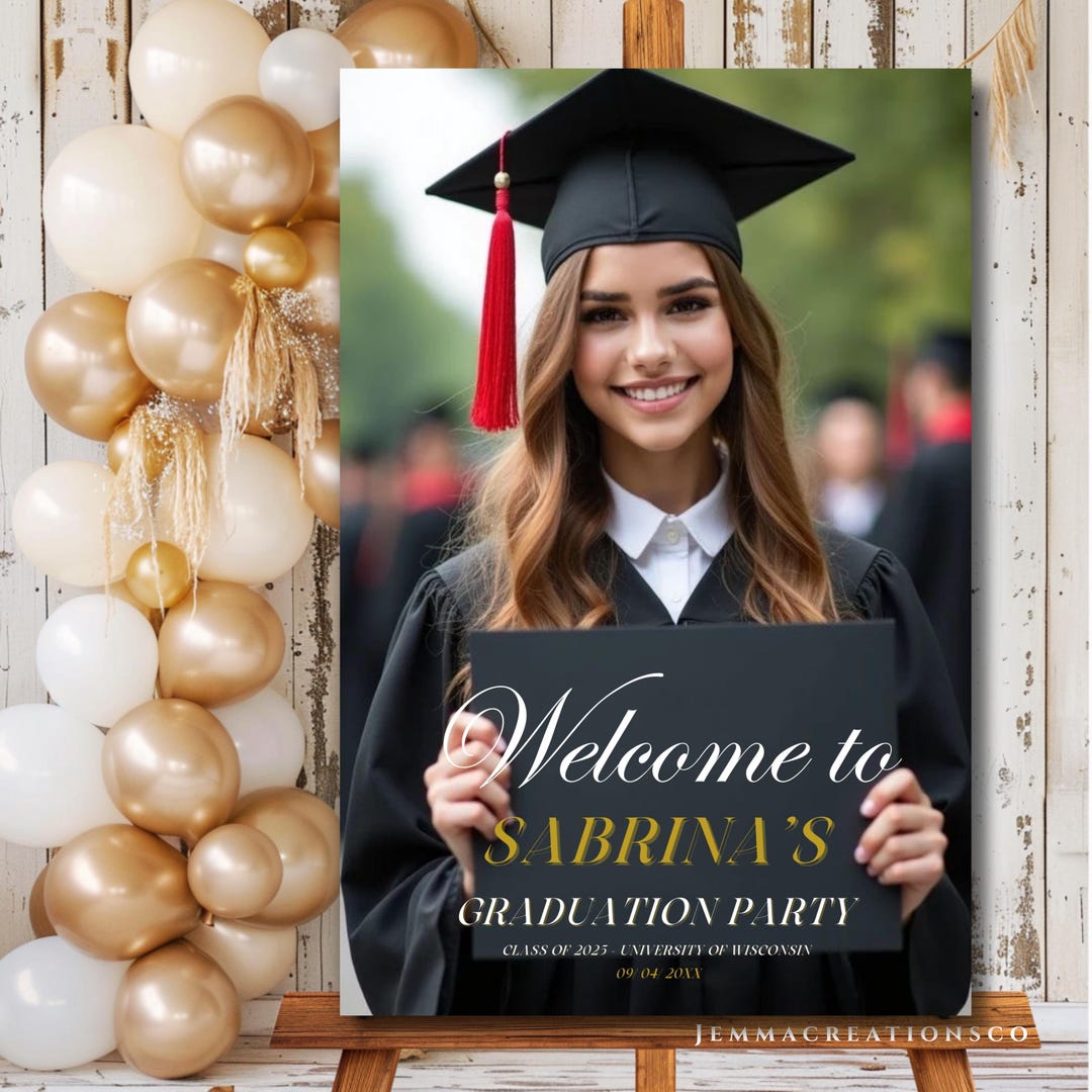 Grad Welcome Sign, Editable Graduation Welcome Poster, Modern Grad Sign ...