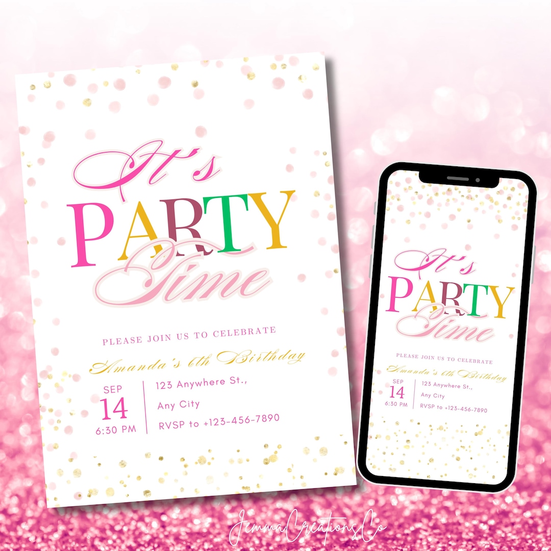 Editable Birthday Party Invitation Template Printable Colorful It's ...