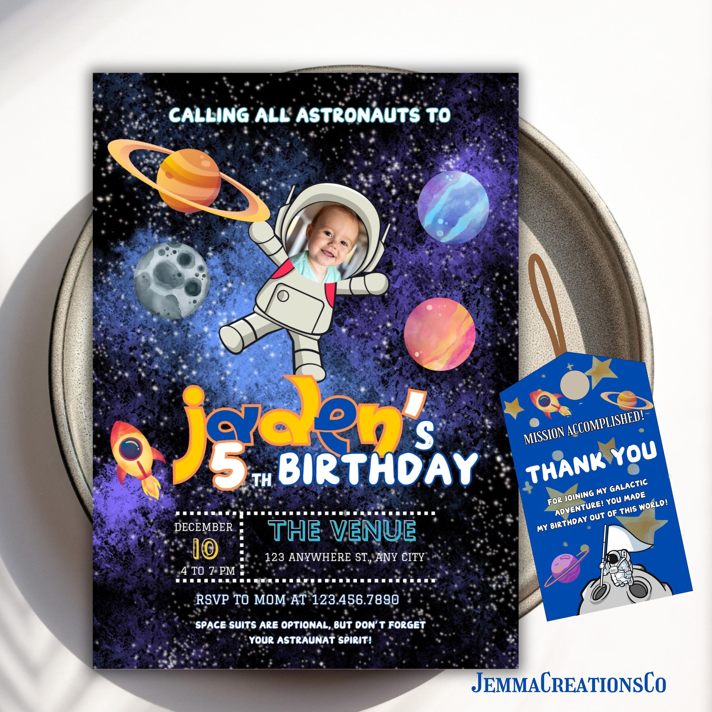 Editable Outer Space Birthday Invitation Template, Astronaut Boy First ...