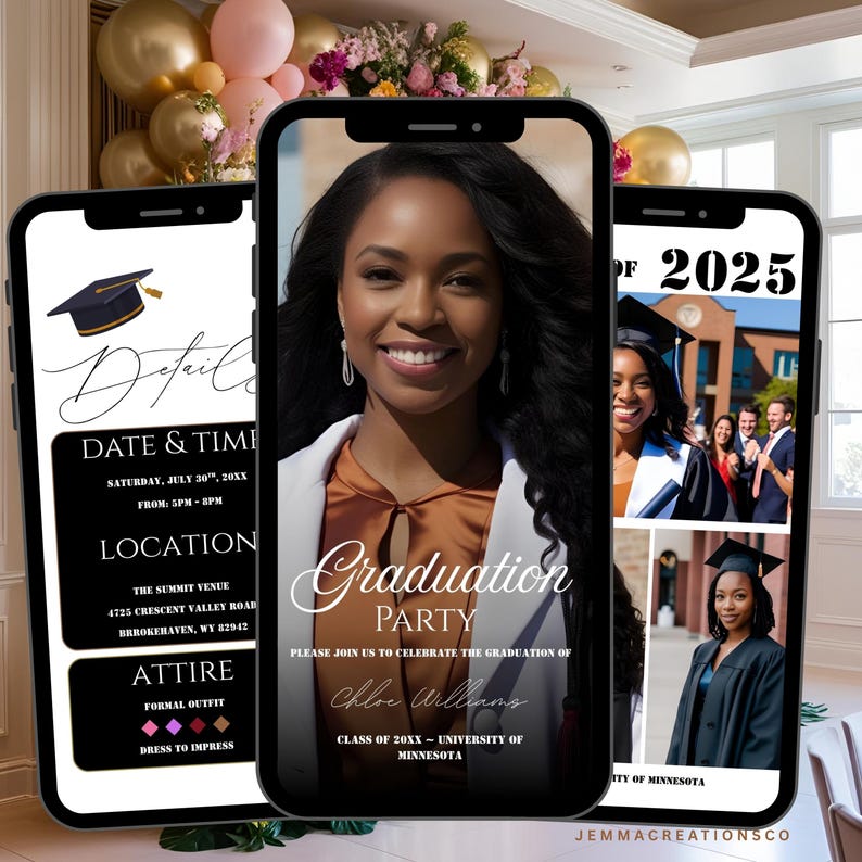 2025 Modern Digital Graduation Invitation Template, Minimalist College ...