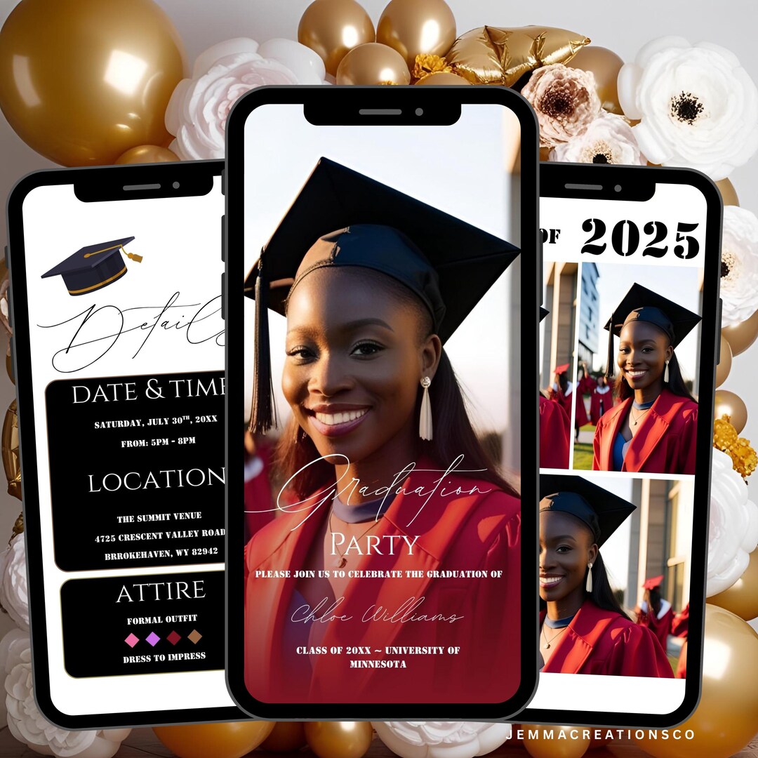 2025 Modern Digital Graduation Invitation Template, Minimalist College ...