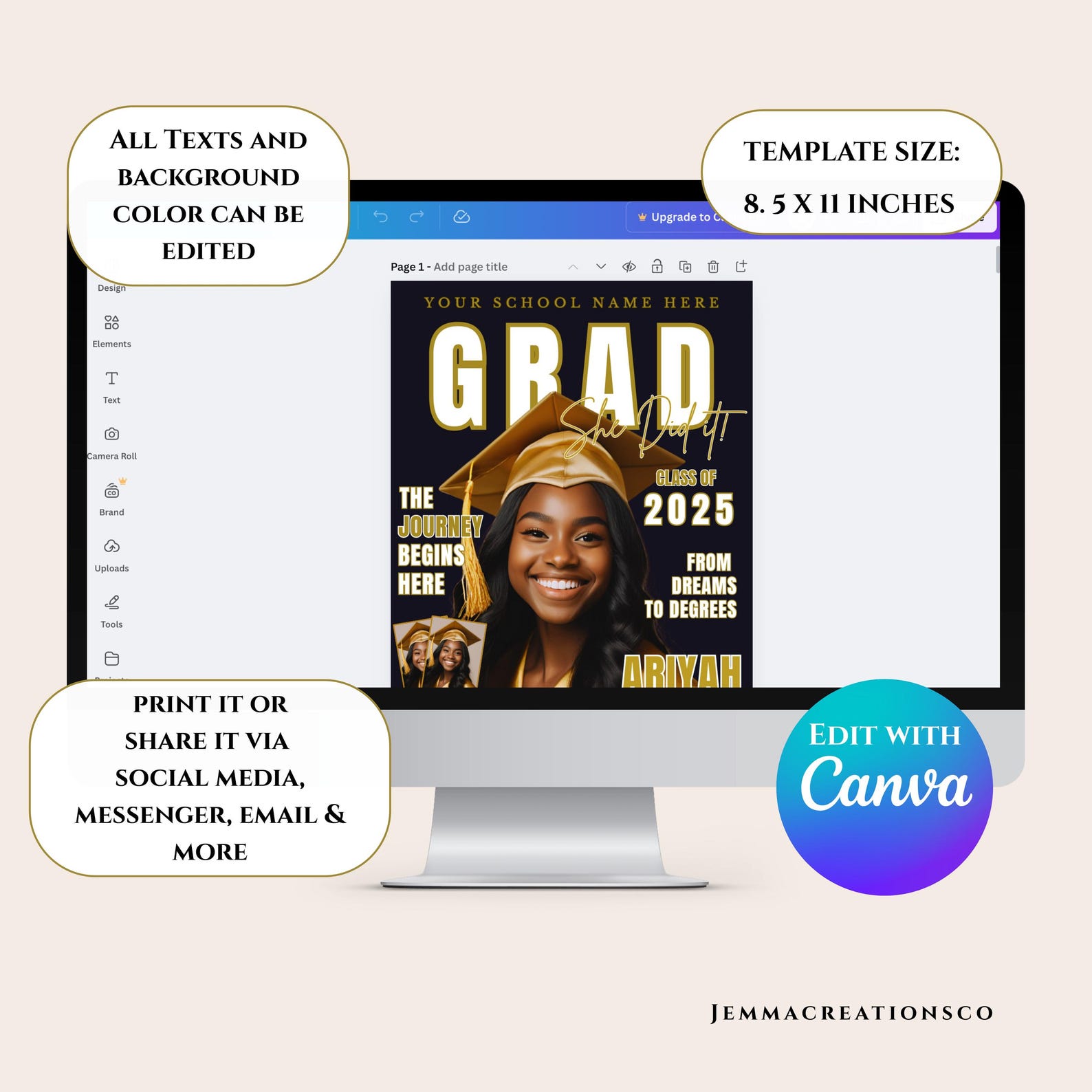 Magazine Cover Graduation Invite Template Blue Senior Graduation ...