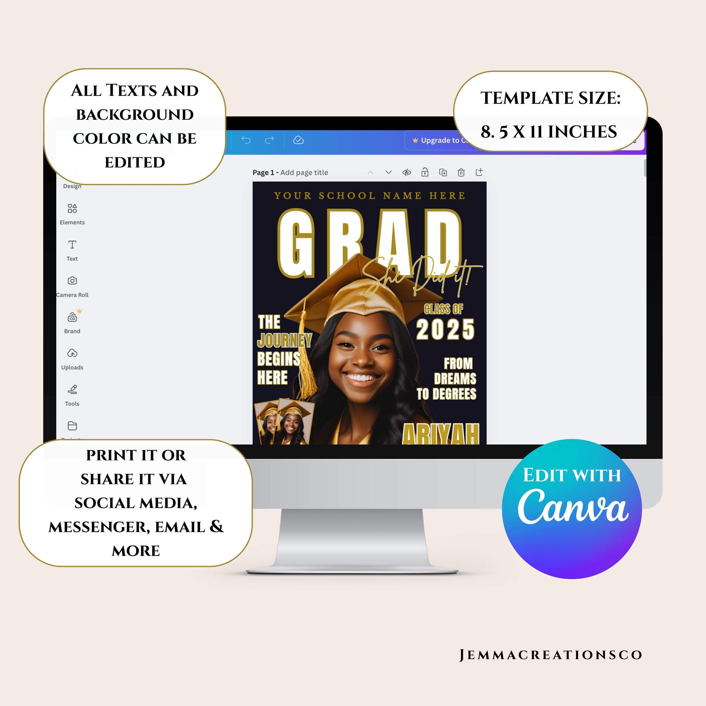 Magazine Cover Graduation Invite Template, Senior Graduation ...