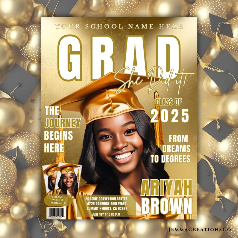 Magazine Cover Graduation Invite Template, Senior Graduation ...