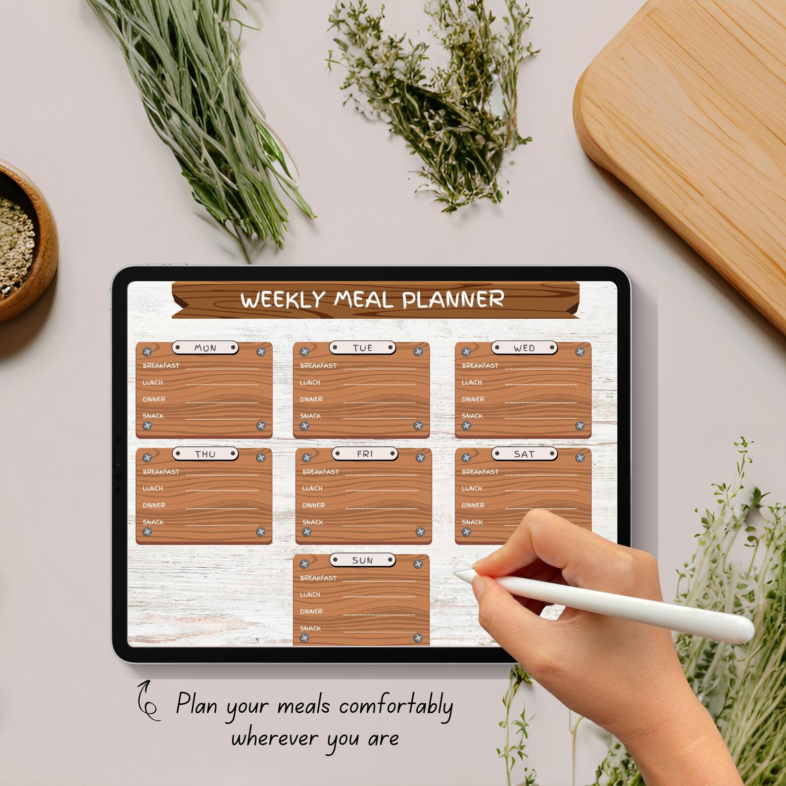 Weekly Meal Planner Printable Landscape, Meal Tracker, Food Diary ...