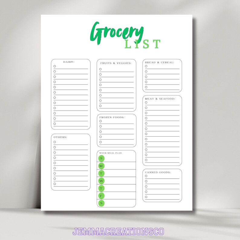 Grocery List Printable, Colorful Shopping List Printable, Editable ...