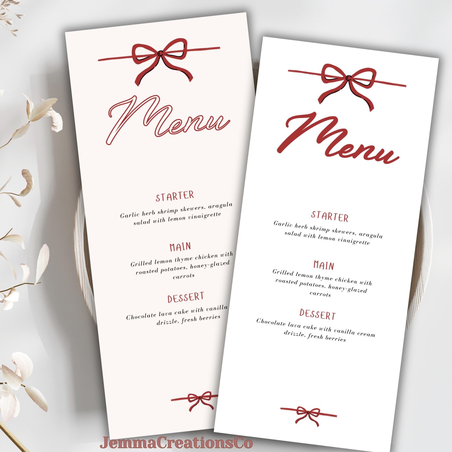 Red Ribbon Bow Menu Template, Wedding/bridal Shower Menu, Coquette Bow ...