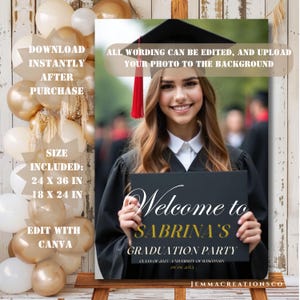Grad Welcome Sign, Editable Graduation Welcome Poster, Modern Grad Sign ...