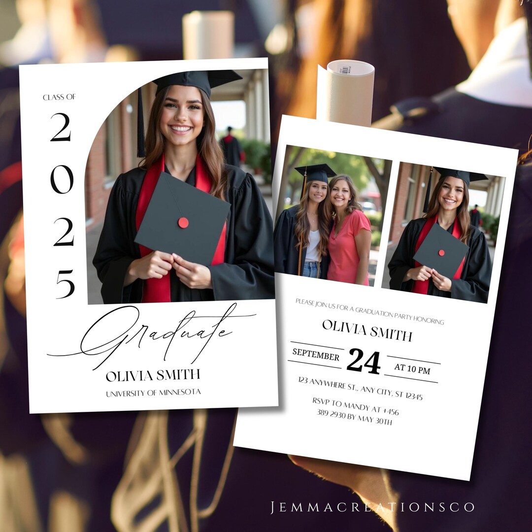 Graduation Party Invitation for Her, Modern Graduation Party, Class of ...