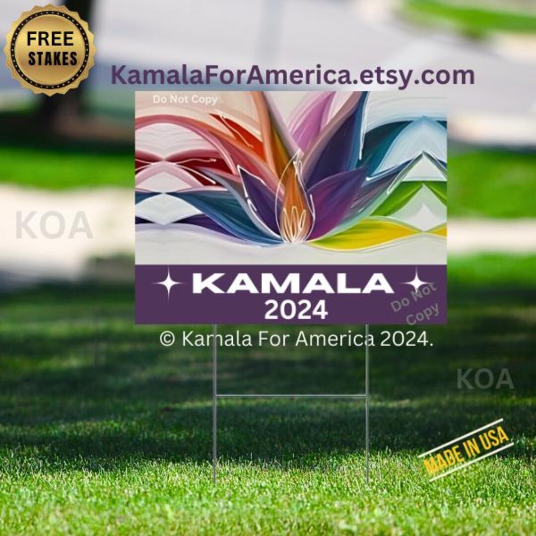 Lotus for Potus Yard Sign Kamala Harris Art Flower / 2024 Yard Sign - Etsy
