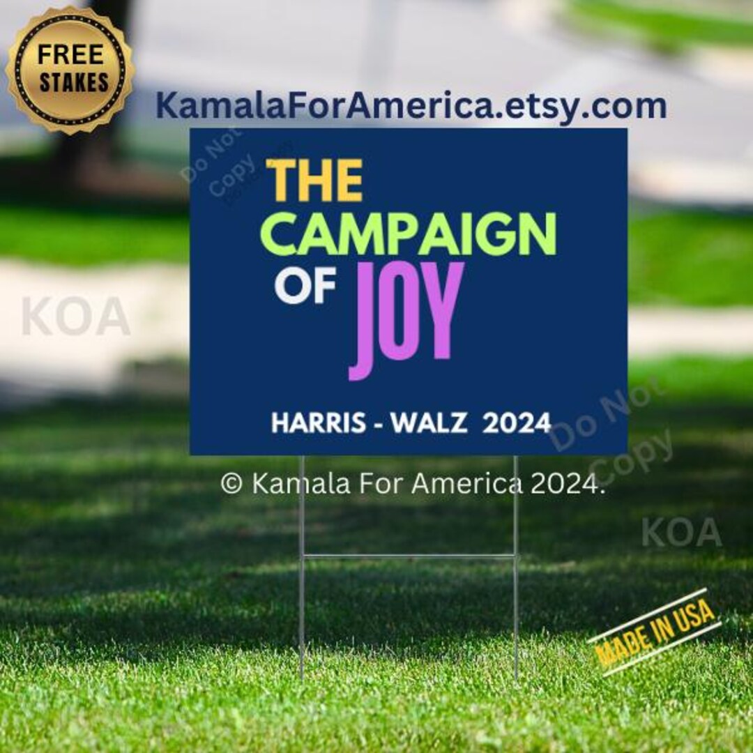 The Campaign of Joy Yard Sign. Kamala Harris and Tim Walz Yard Signs ...