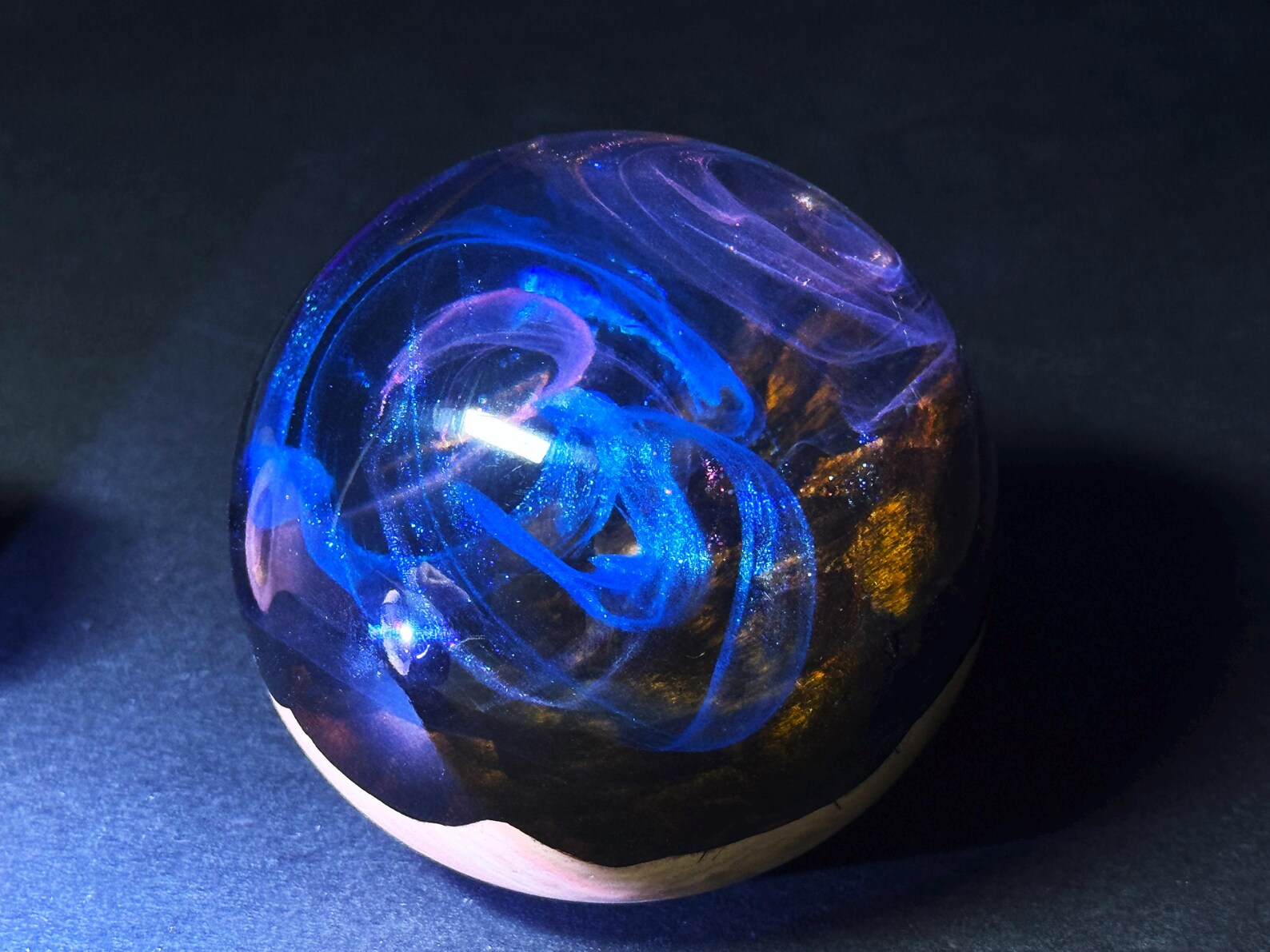 Galaxy Resin Sphere: LED Light Desk Decor, Cosmic Paperweight - Etsy