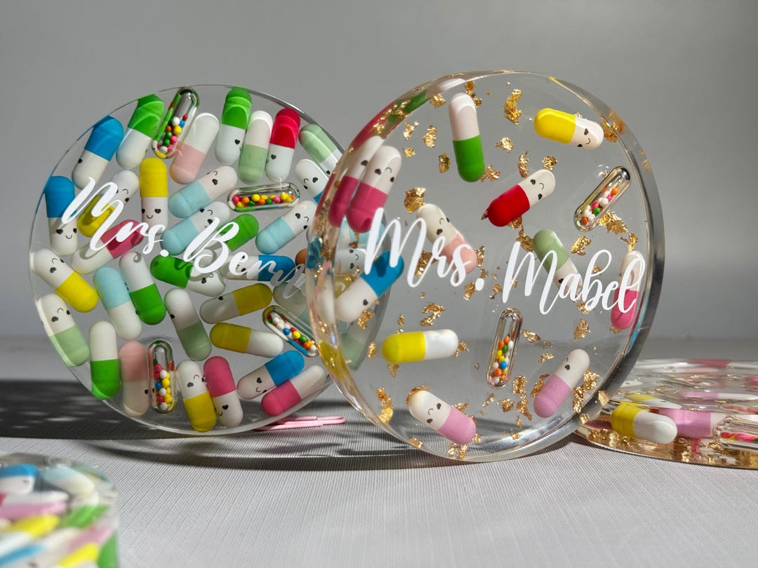 Personalized Nurse Coaster – Handmade Resin Pills, Doctor Gift - Etsy